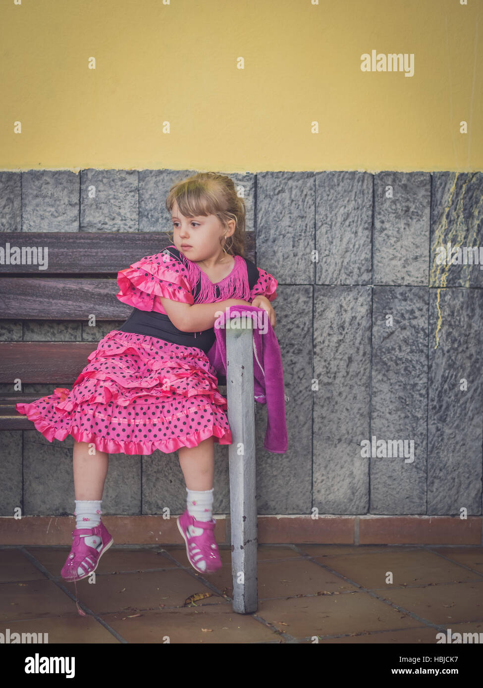 Sad girl on the bench Stock Photo - Alamy