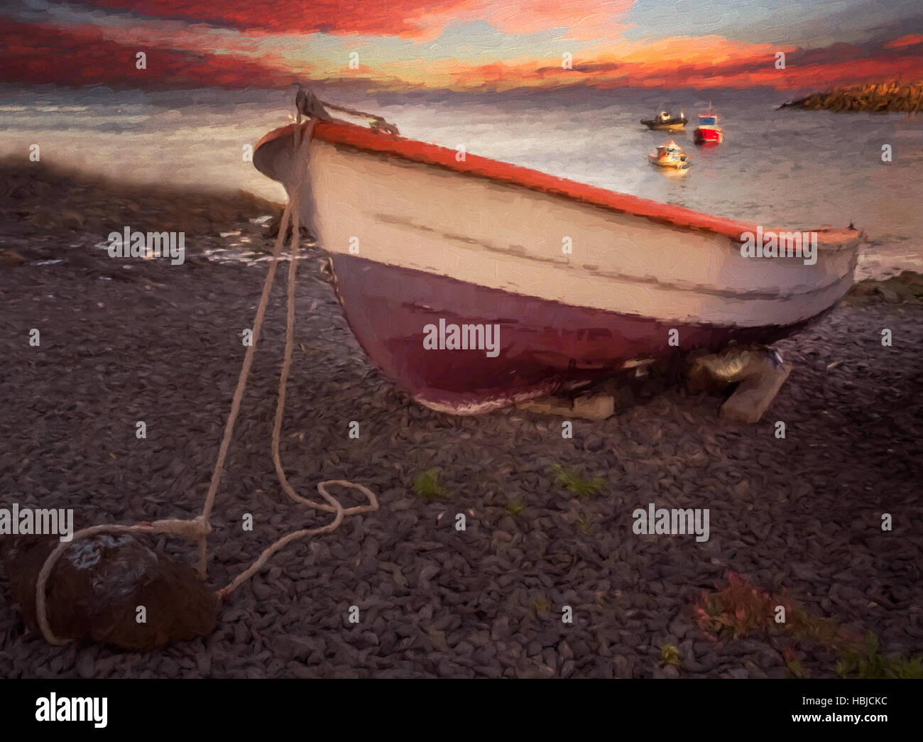 Colorful boat in a harbour Stock Photo - Alamy