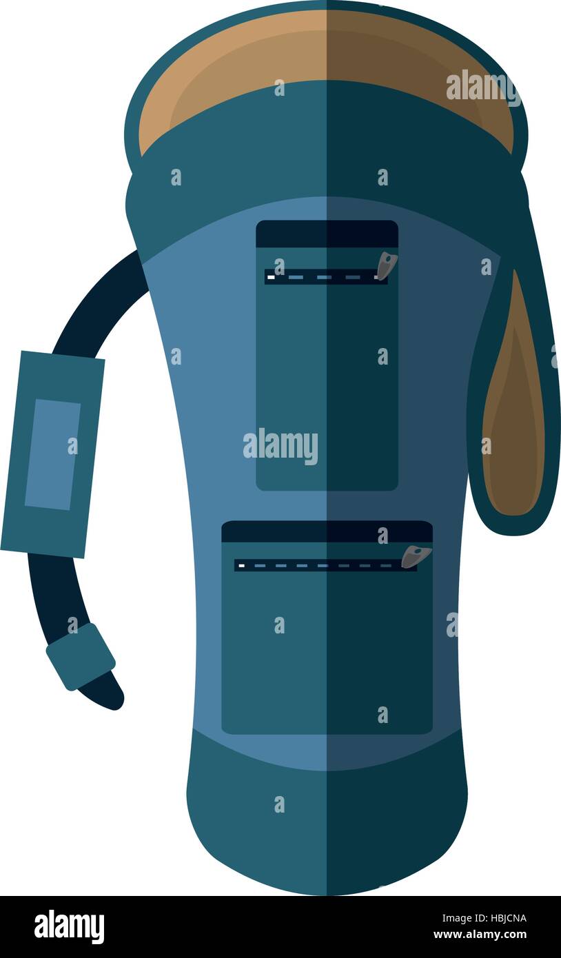 blue backpack hike traveler front view shadow vector illustration eps ...