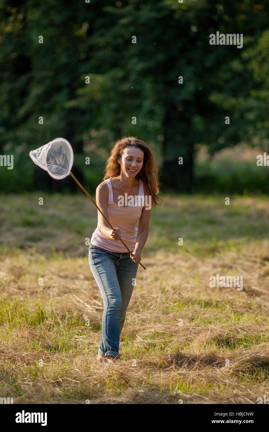girl with butterfly net Stock Photo - Alamy