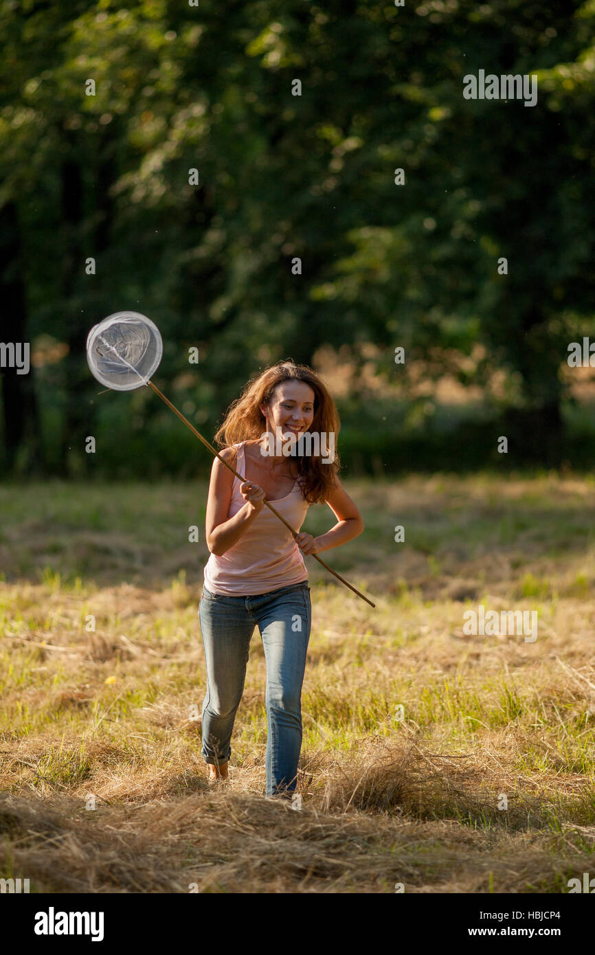 girl with butterfly net Stock Photo - Alamy