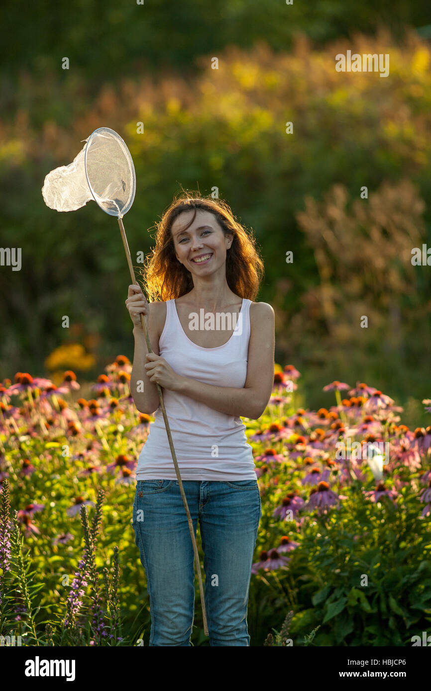 girl with butterfly net Stock Photo - Alamy