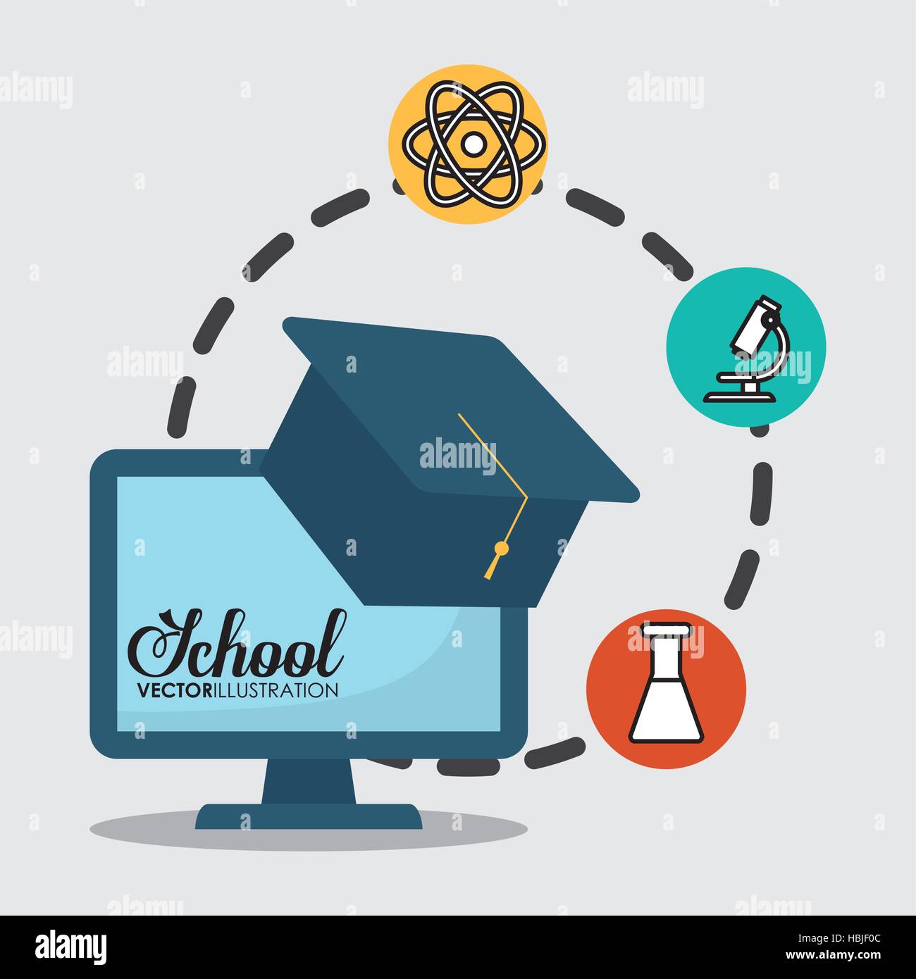 school computer graduation chemical vector illustration eps 10 Stock ...