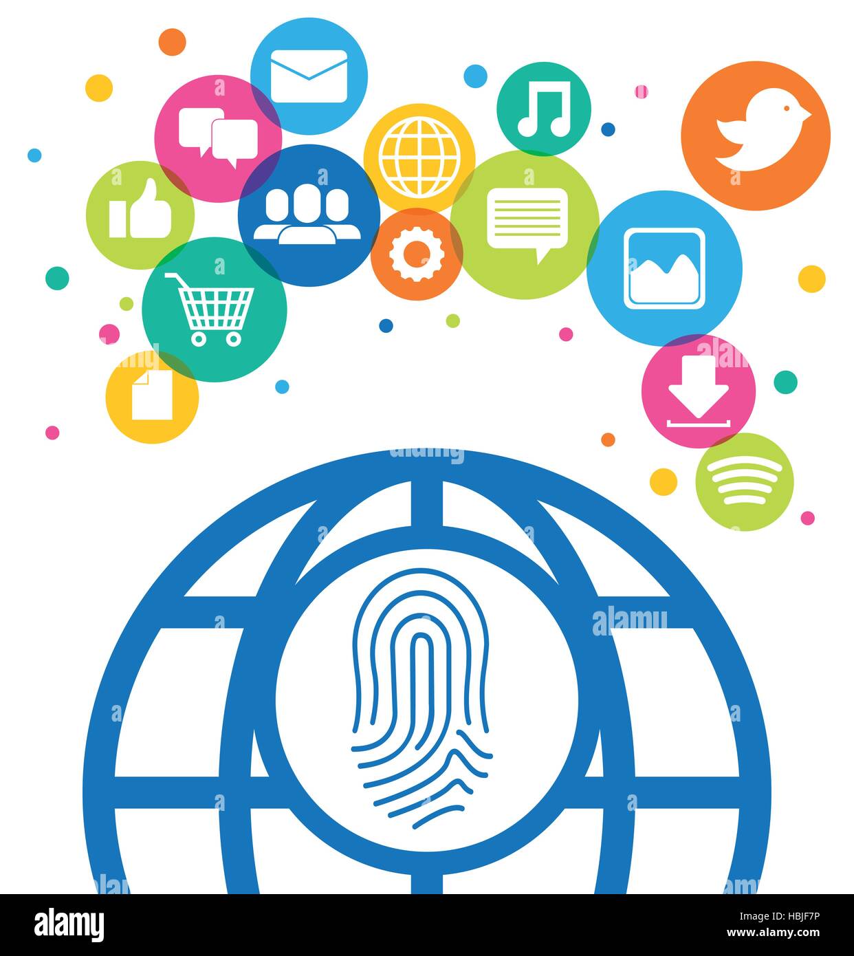 global communication identification social media vector illustration ...