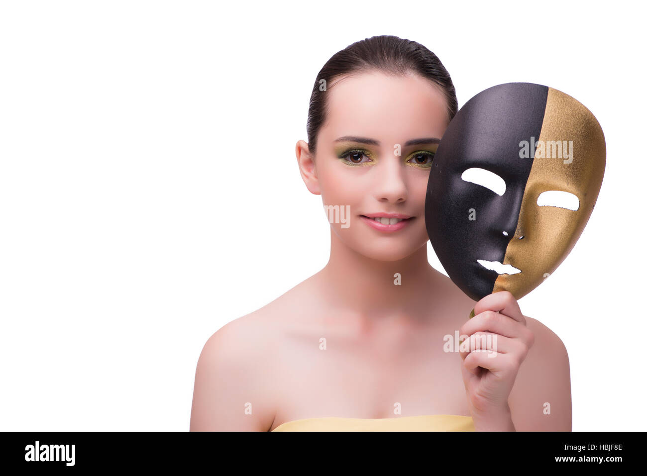 Young woman with mask isolated on white Stock Photo - Alamy