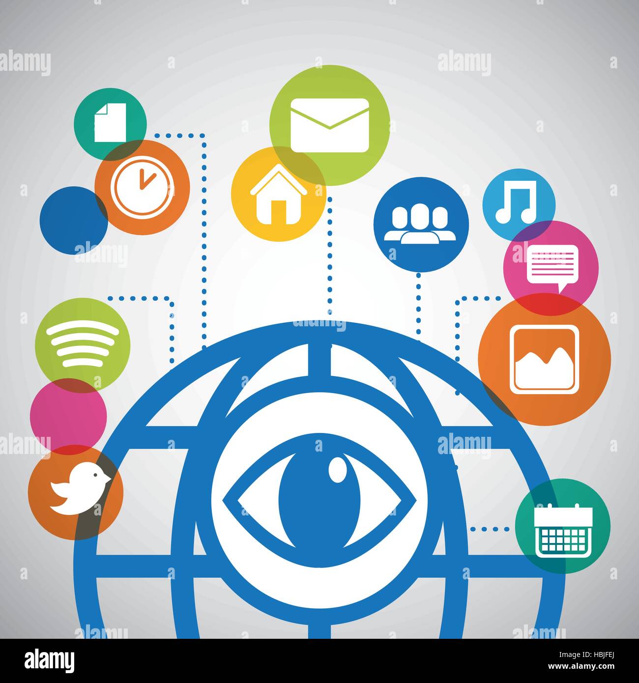 global eye communication social media connected vector illustration eps ...