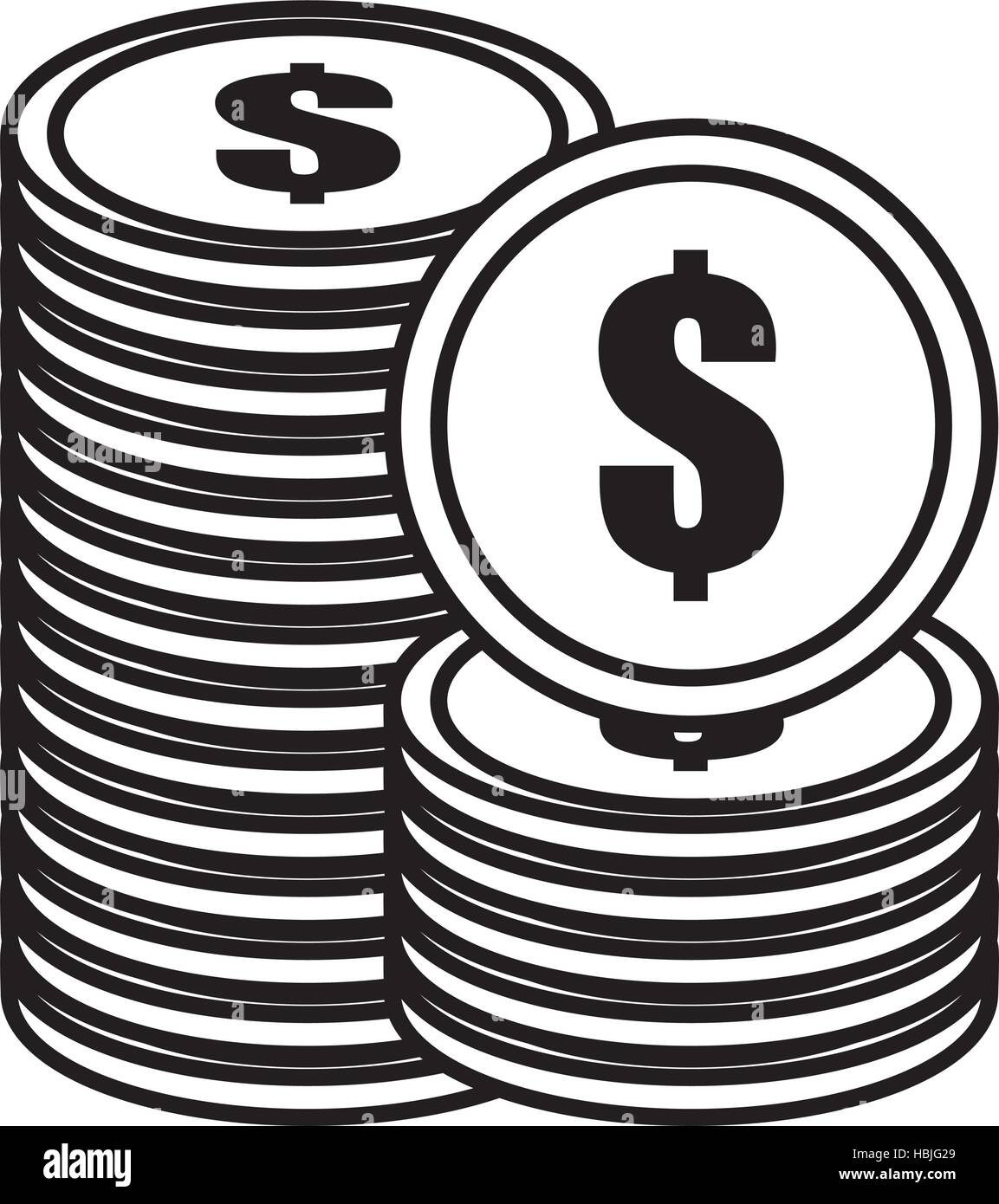 coins stack money outline vector illustration eps 10 Stock Vector Image ...