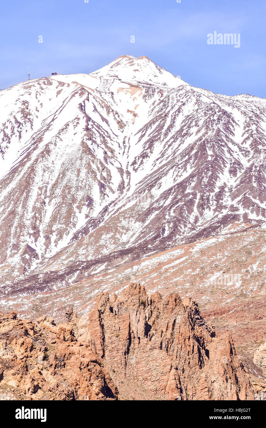 Snow covered mount teide Stock Photo - Alamy
