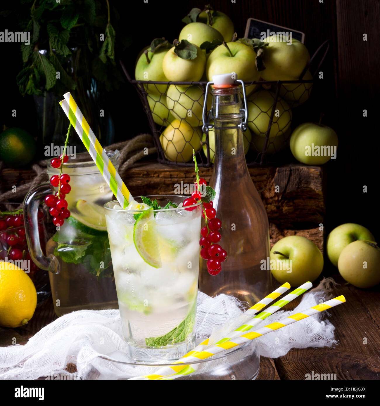 Apple currant soda with lime Stock Photo - Alamy