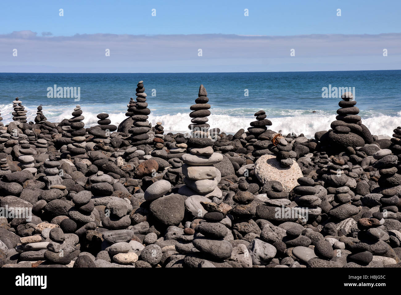 Stack of stones on the sea beach Stock Photo - Alamy