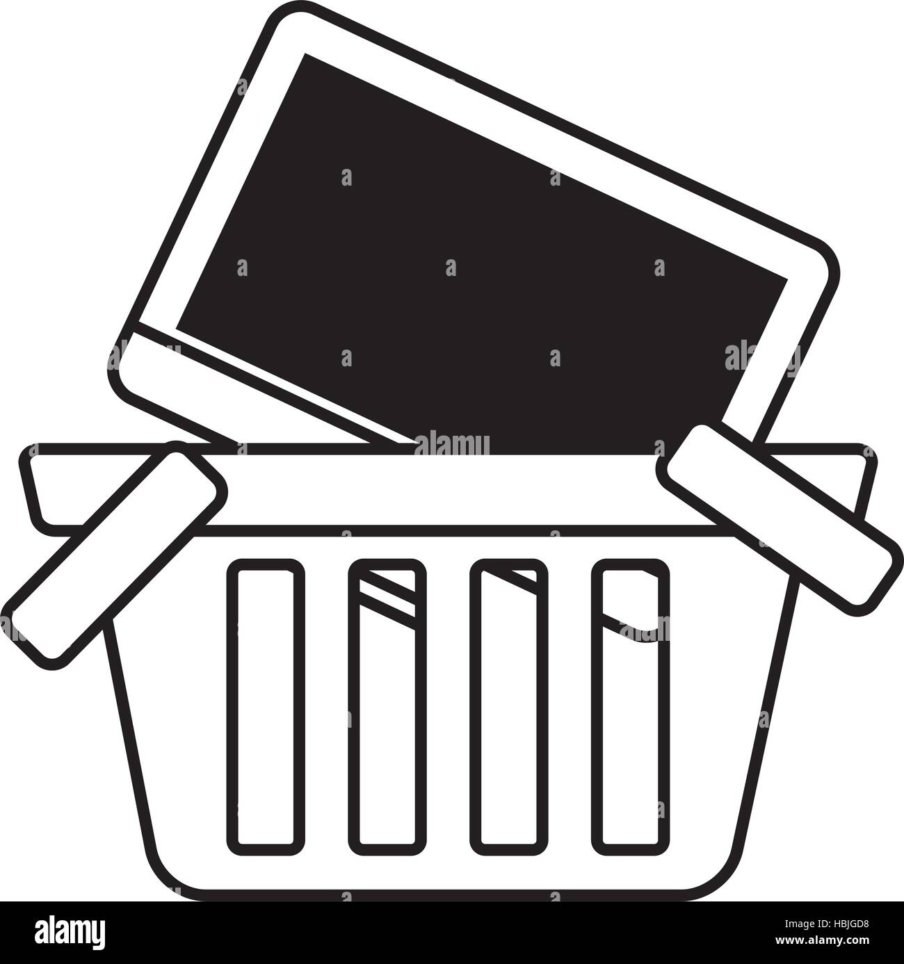 basket buy online computer screen wireless outline vector illustration ...