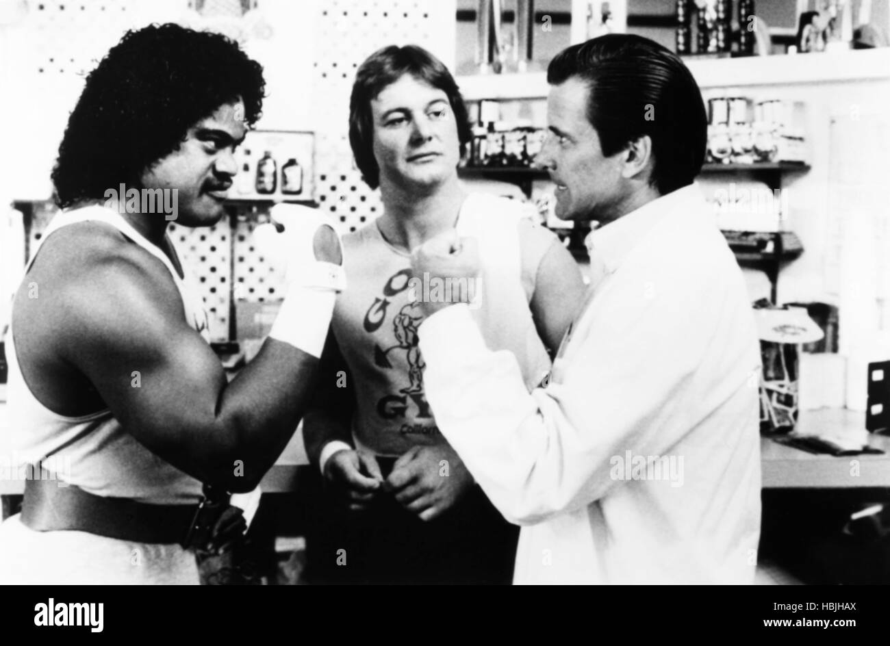 Body Slam From Left Sam Fatu Roddy Piper Dirk Benedict 1986 © De Laurentiis Entertainment