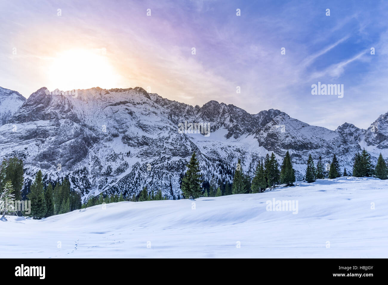 Snowy mountain peaks Stock Photo - Alamy
