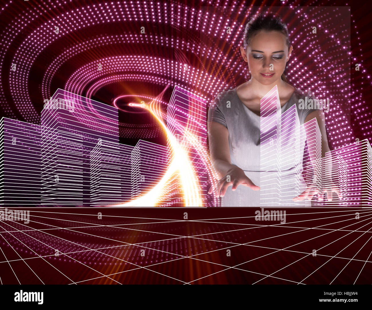 Woman dj in futurisctic concept Stock Photo - Alamy