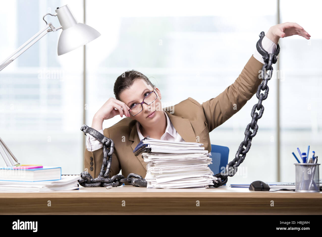 Woman Handcuffed Desk Work High Resolution Stock Photography and Images ...