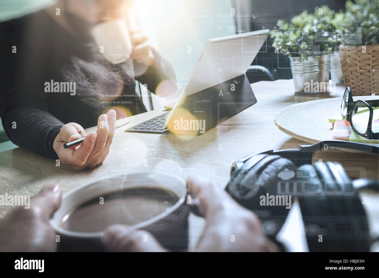 co working website designers working at office and holding a cup of ...