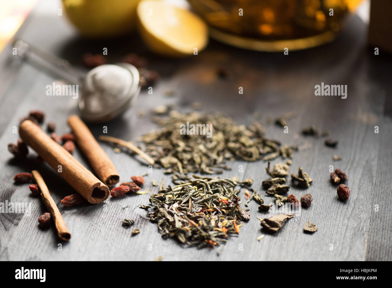 tea composition closeup Stock Photo - Alamy