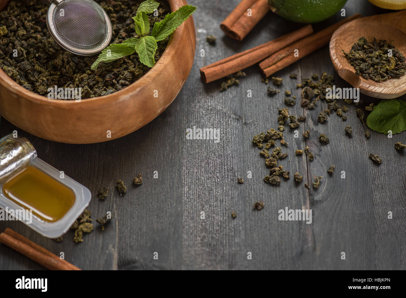 tea composition closeup Stock Photo - Alamy