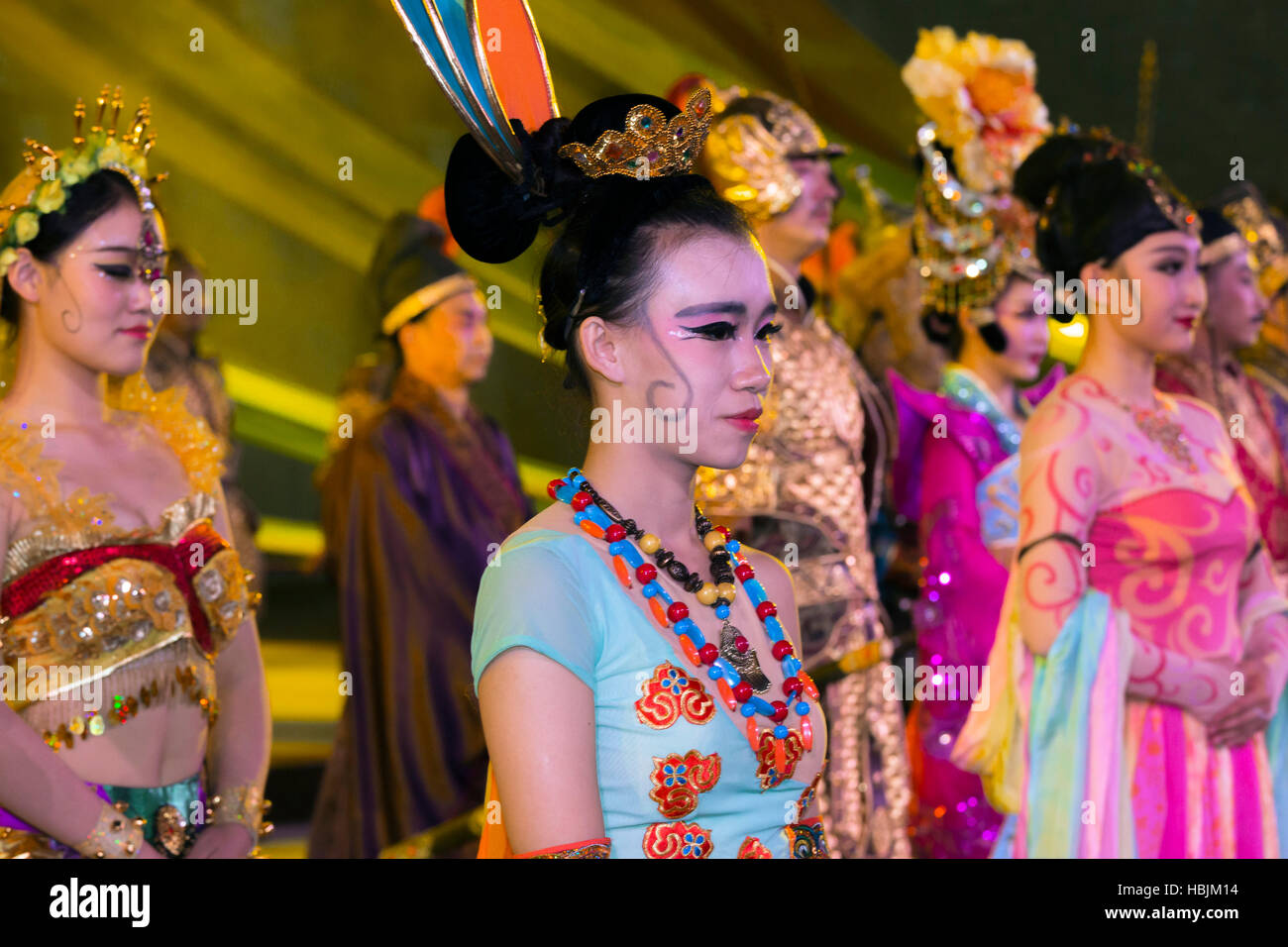 Performers at Chinese cultural show, Xian, China Stock Photo - Alamy