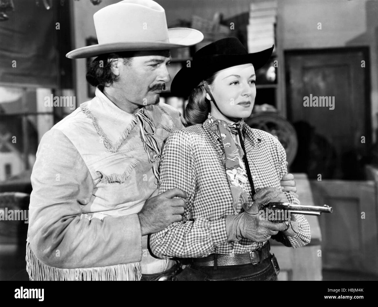 BUFFALO BILL RIDES AGAIN, from left, Richard Arlen, Jennifer Holt, 1947 ...
