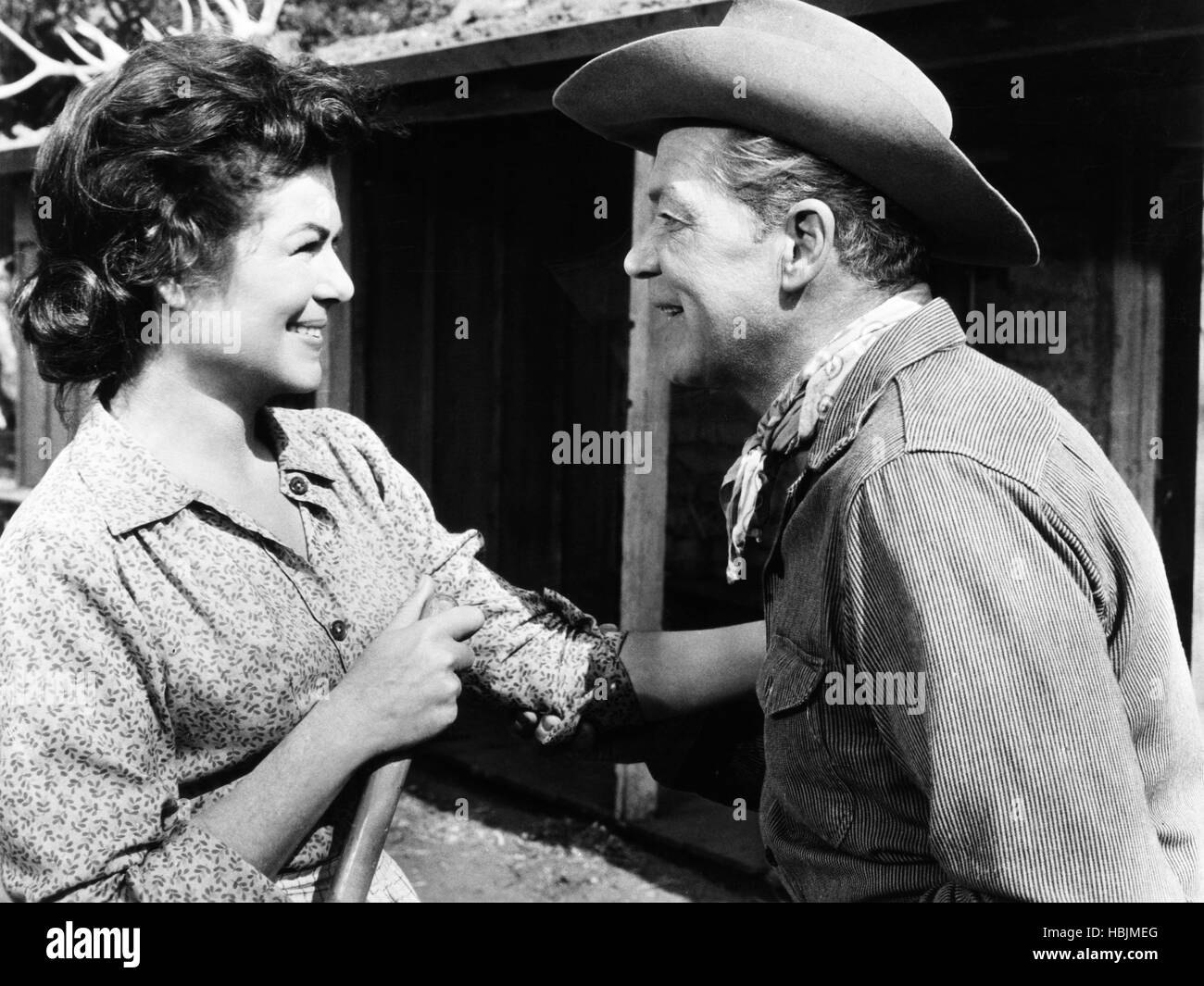 BUCKSKIN, from left: Barbara Hale, Bill Williams, 1968 Stock Photo - Alamy