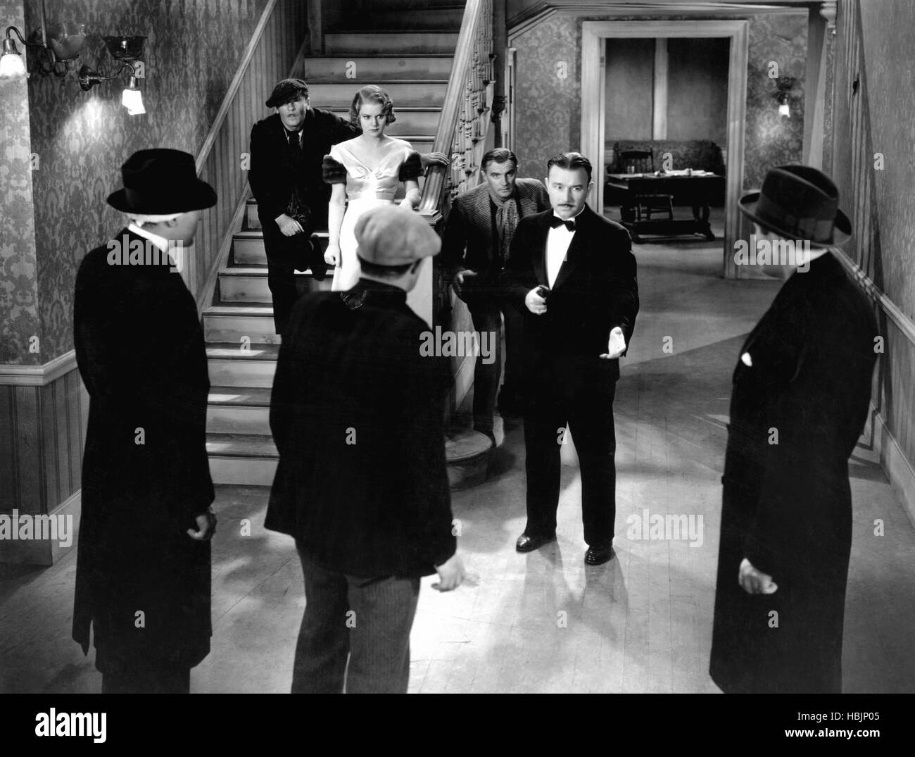 BLIND ADVENTURE, on staricase from left: Roland Young, Helen Mack ...