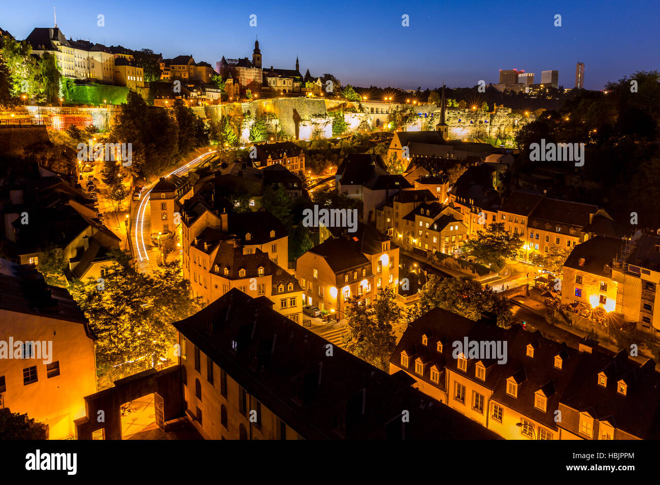 Luxembourg City night Stock Photo - Alamy