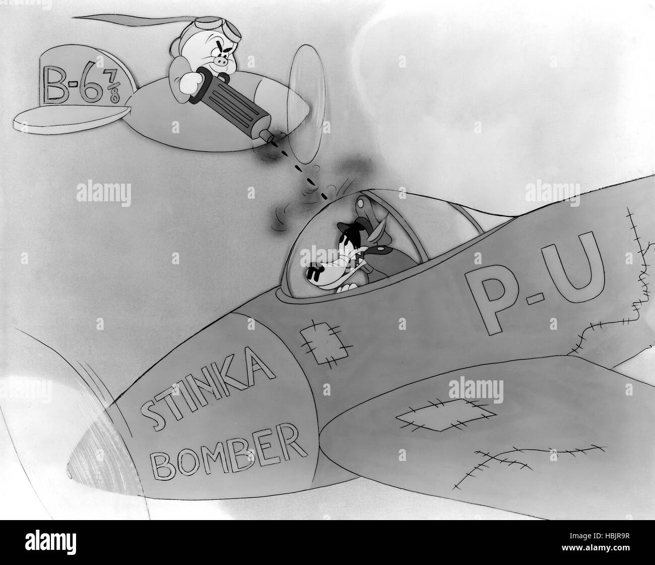 THE BLITZ WOLF, American bomber, attacks German Blitz Wolf, in this MGM Tex Avery cartoon, 1942 ...