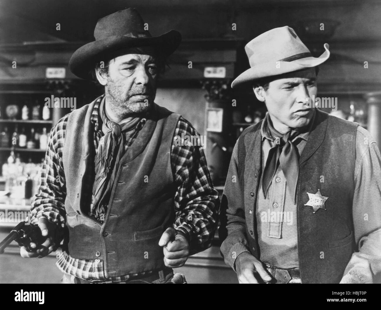 THE BOY FROM OKLAHOMA, from left: Lon Chaney Jr., Will Rogers Jr., 1954 ...