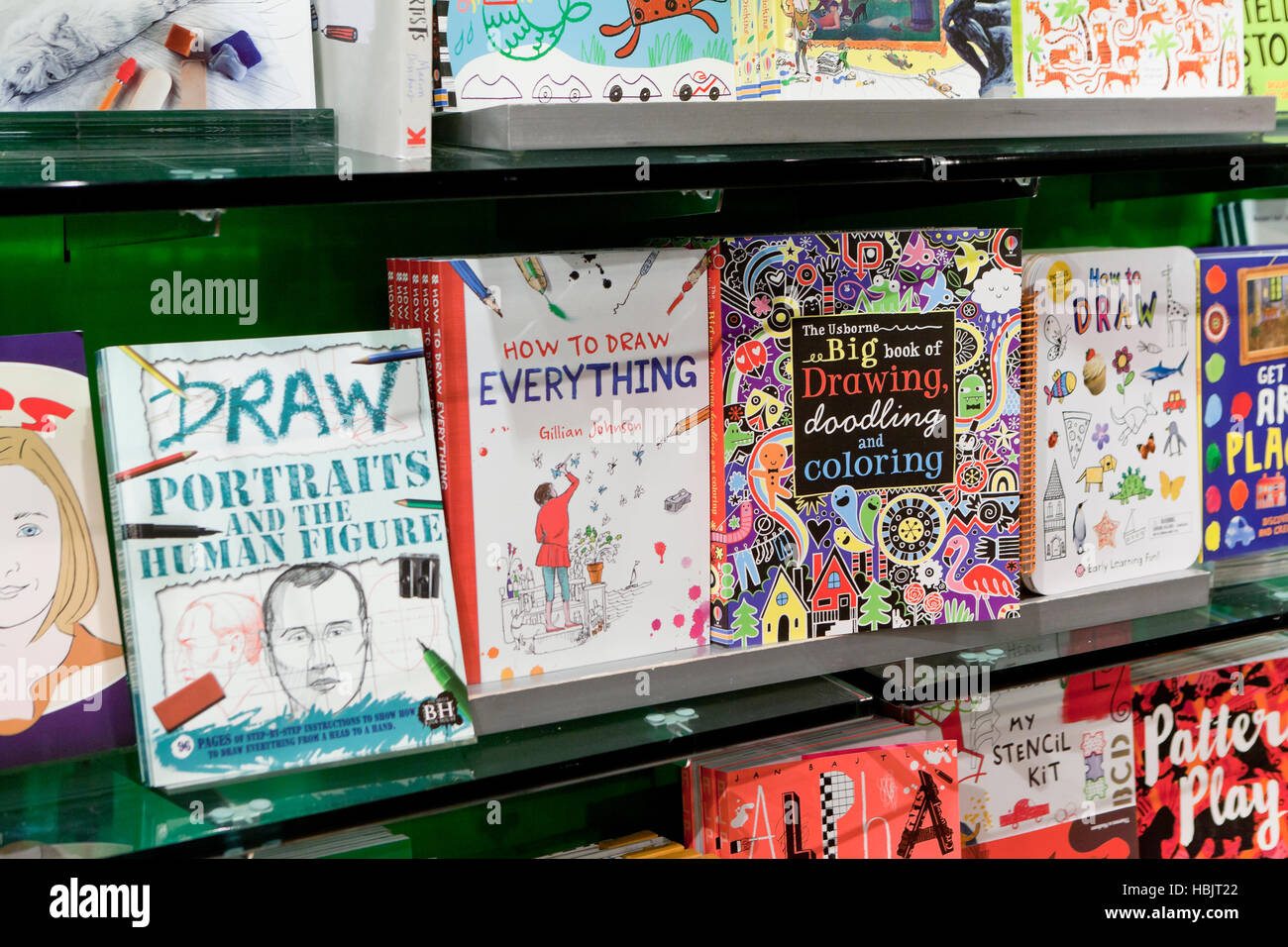 Children's drawing books (art books) on bookstore shelf - USA Stock ...