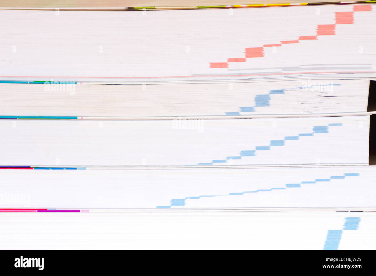 A stack of books with index marks index marks Stock Photo - Alamy