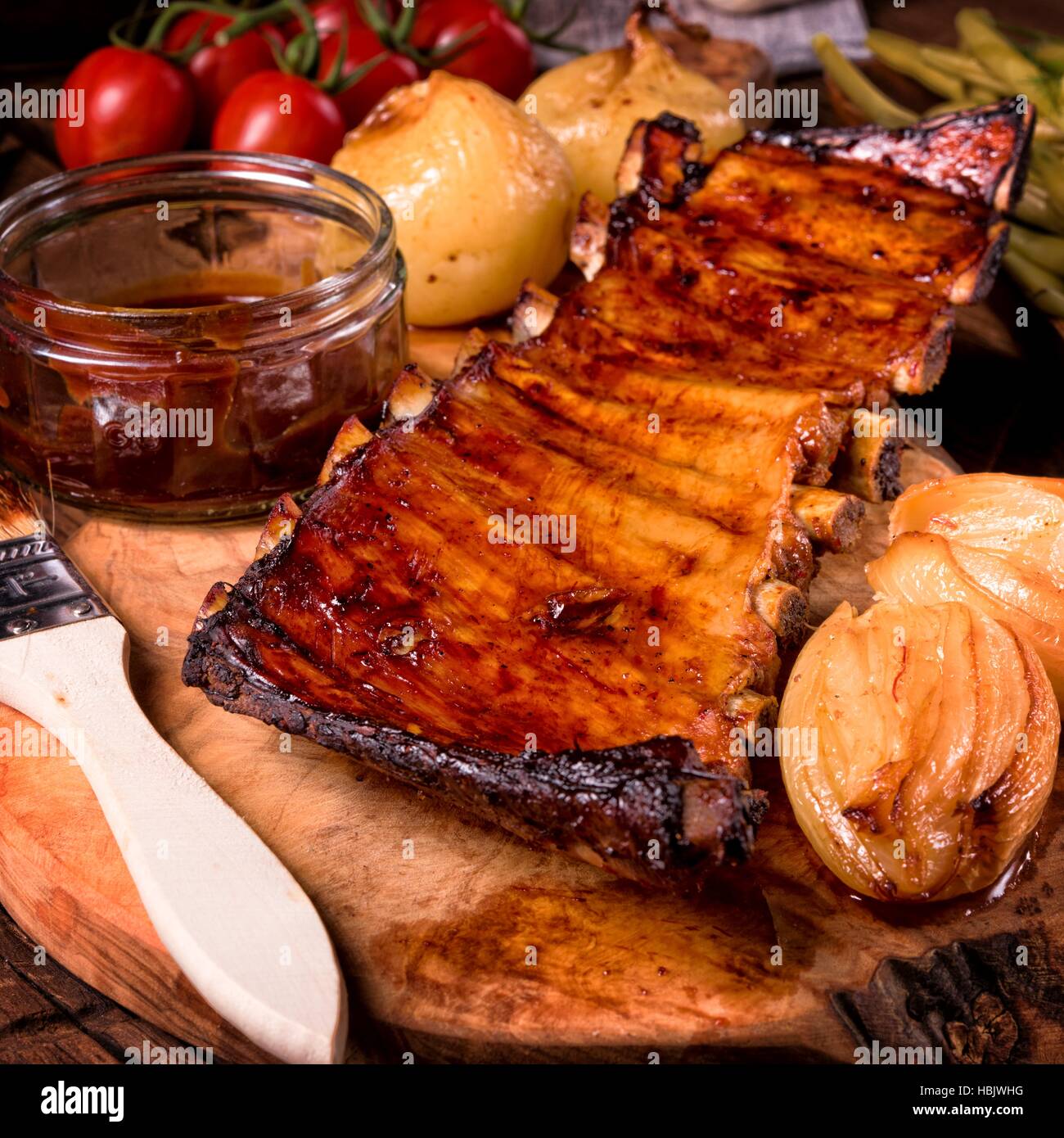 Crisp grilled ribs Stock Photo - Alamy