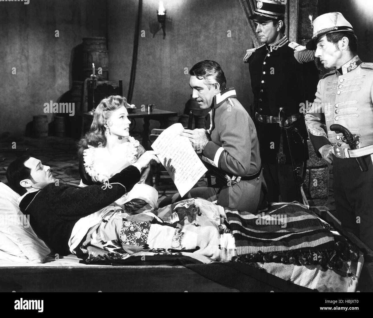THE BRIGAND, from left: Anthony Dexter, Gale Robbins, Anthony Quinn ...
