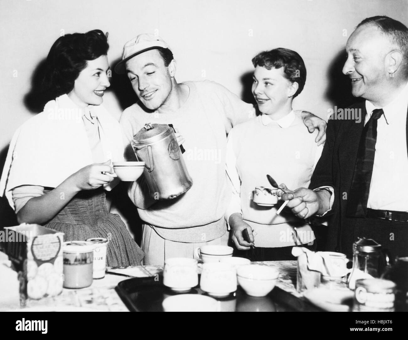 BRIGADOON, Cyd Charisse, Gene Kelly, Carol Haney, producer Arthur Freed ...