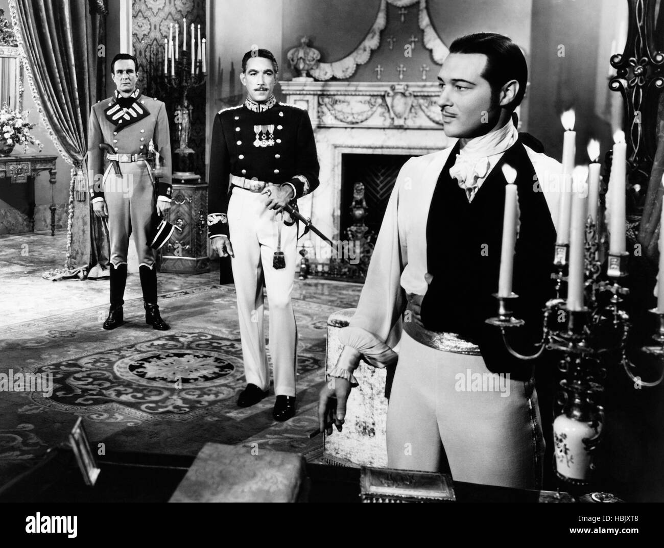 THE BRIGAND, from left, Ian MacDonald, Anthony Quinn, Anthony Dexter ...