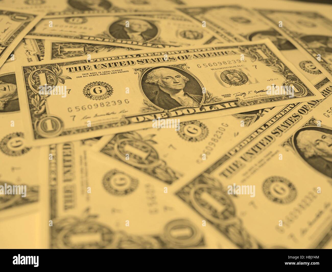 Dollar notes 1 Dollar - vintage Stock Photo - Alamy