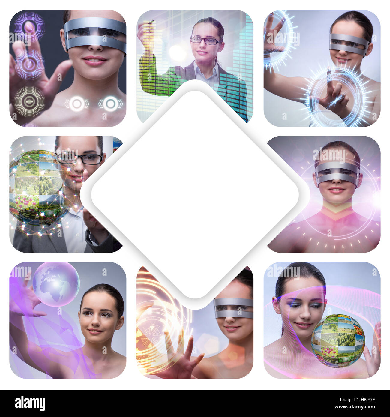 Collage of techno girl photos Stock Photo - Alamy