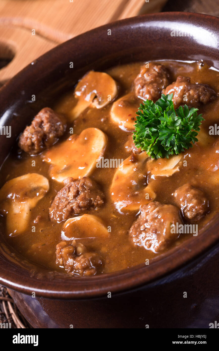 True North German mock turtle soup with mushrooms Stock Photo - Alamy