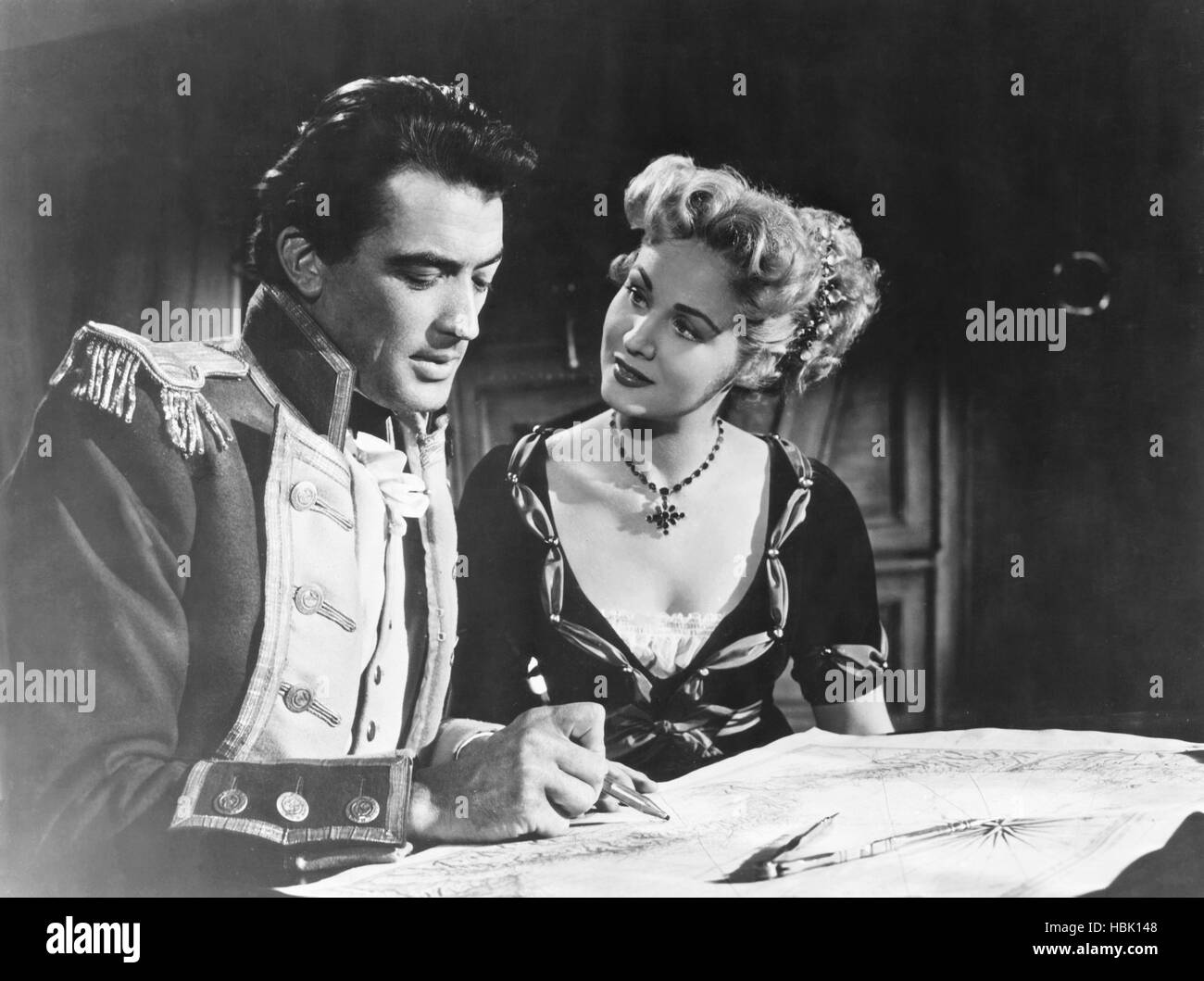 CAPTAIN HORATIO HORNBLOWER, from left: Gregory Peck, Virginia Mayo ...