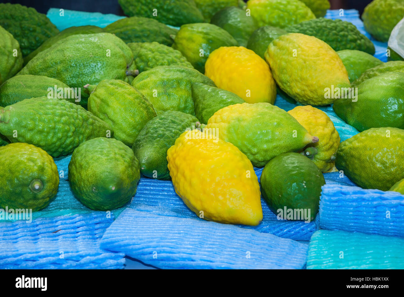 The citron fruit - Etrog laid out for sale Stock Photo - Alamy