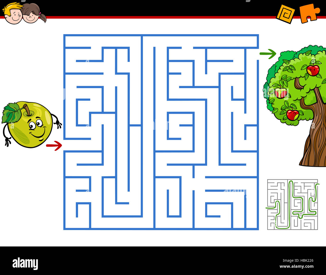 maze activity task cartoon Stock Photo - Alamy