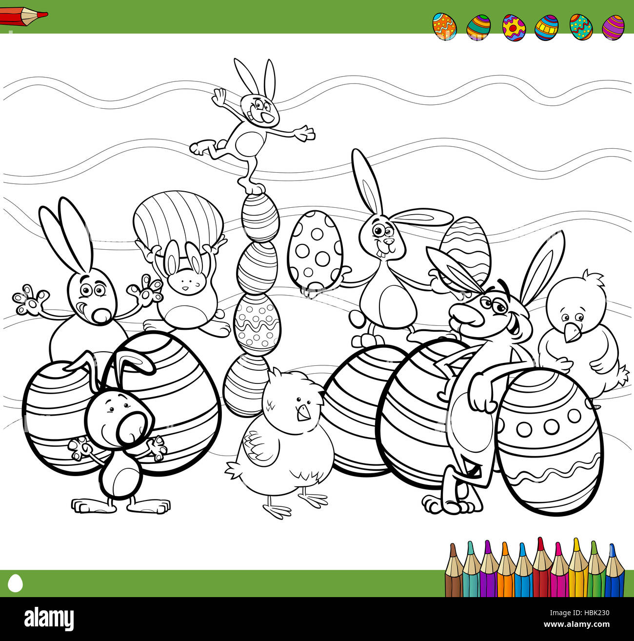 easter characters coloring book Stock Photo - Alamy