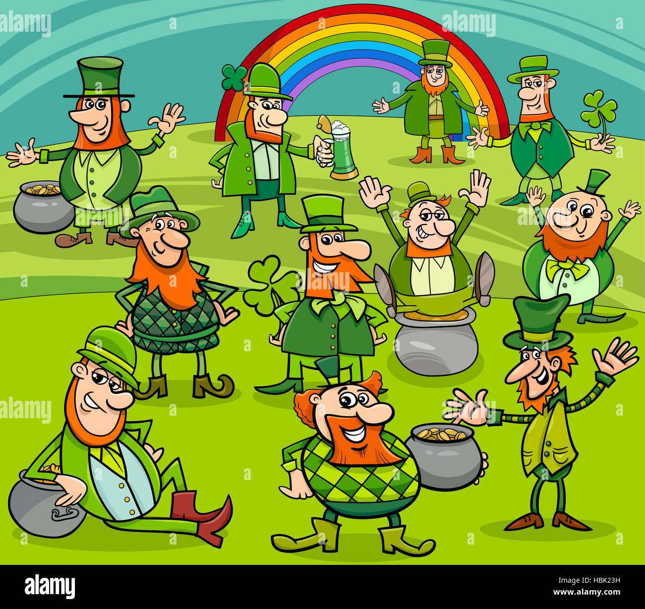 saint patrick day characters group Stock Photo - Alamy