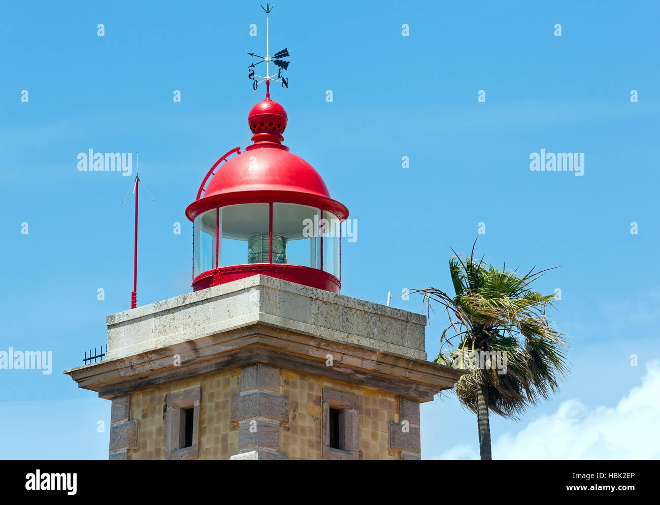 Lighthouse top on sky background Stock Photo - Alamy