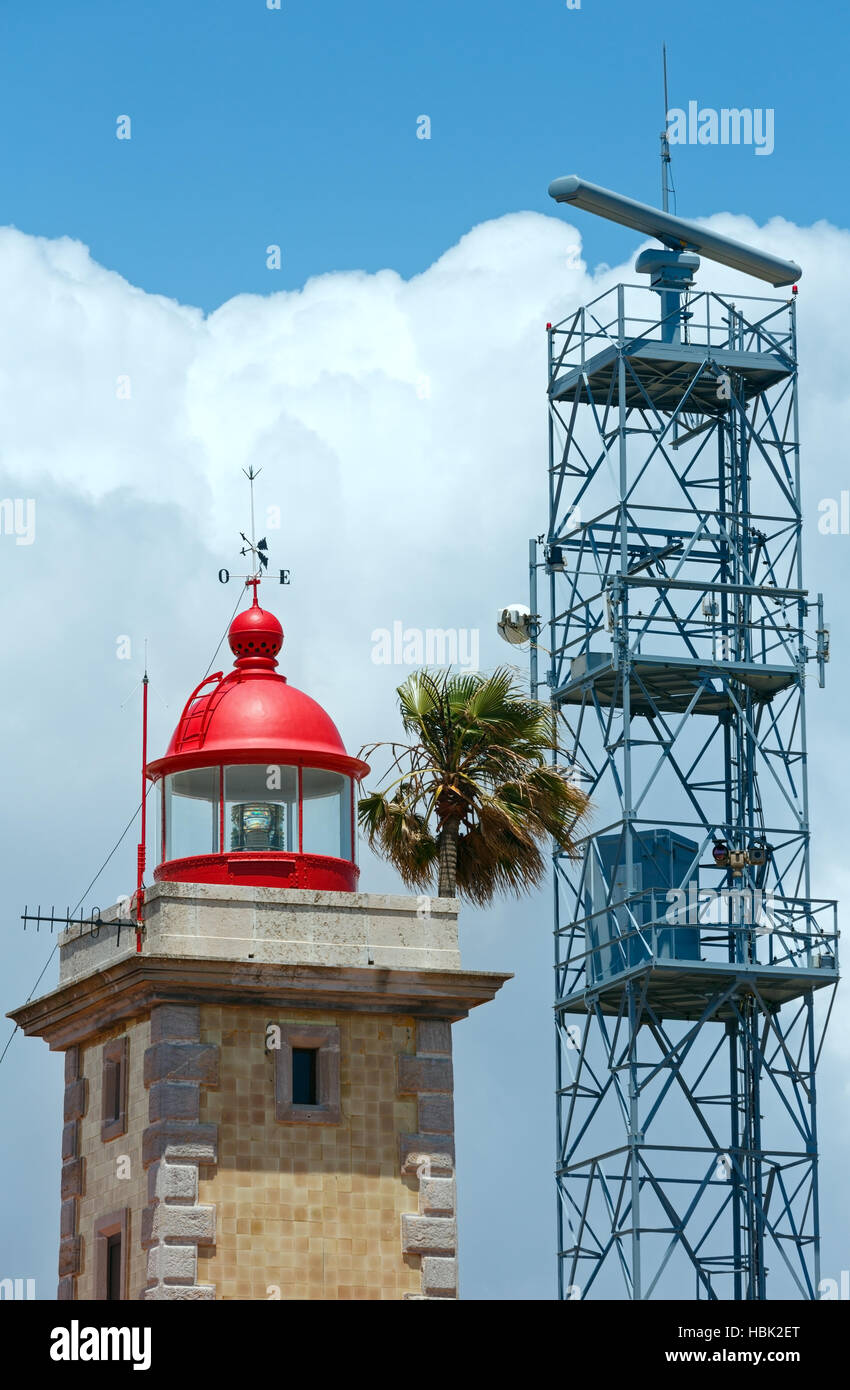 Lighthouse top on sky background Stock Photo - Alamy
