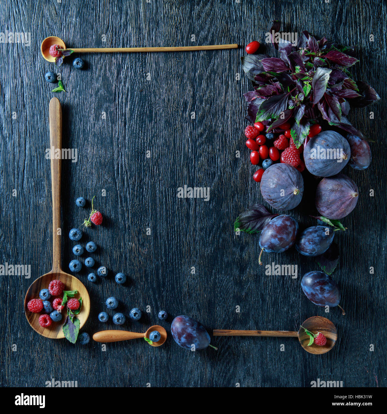 frame with berries and figs Stock Photo - Alamy