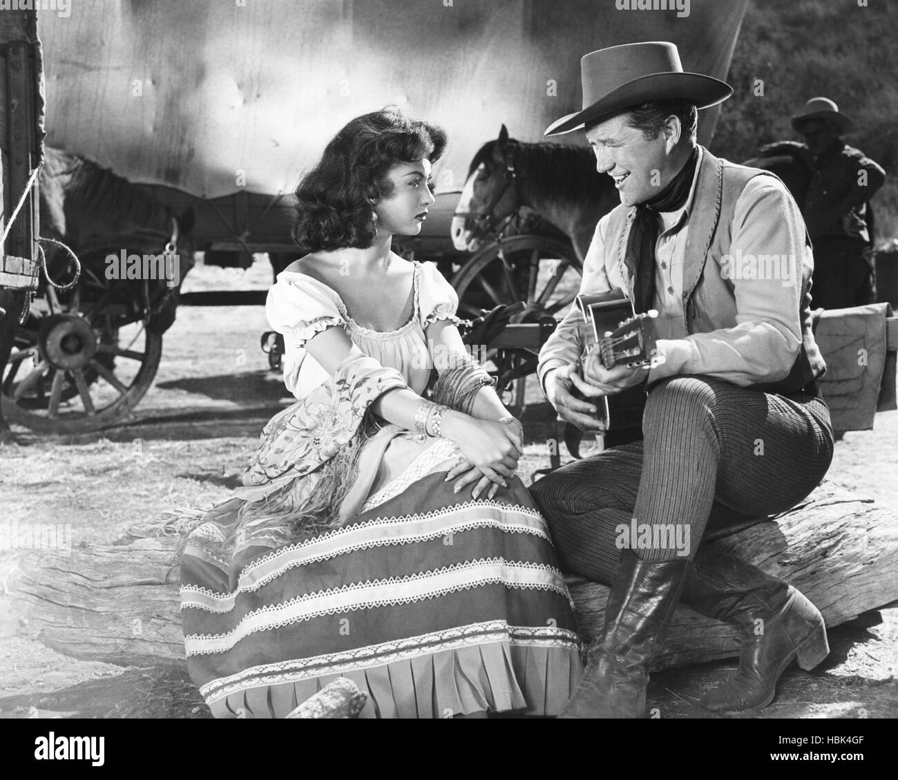 CATTLE TOWN, from left: Rita Moreno, Dennis Morgan, 1952 Stock Photo ...