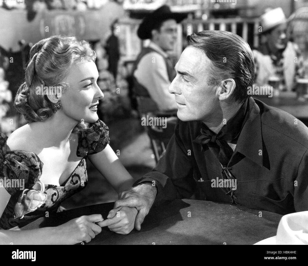 THE CARIBOO TRAIL, from left, Karin Booth, Randolph Scott, 1950, ©20th ...