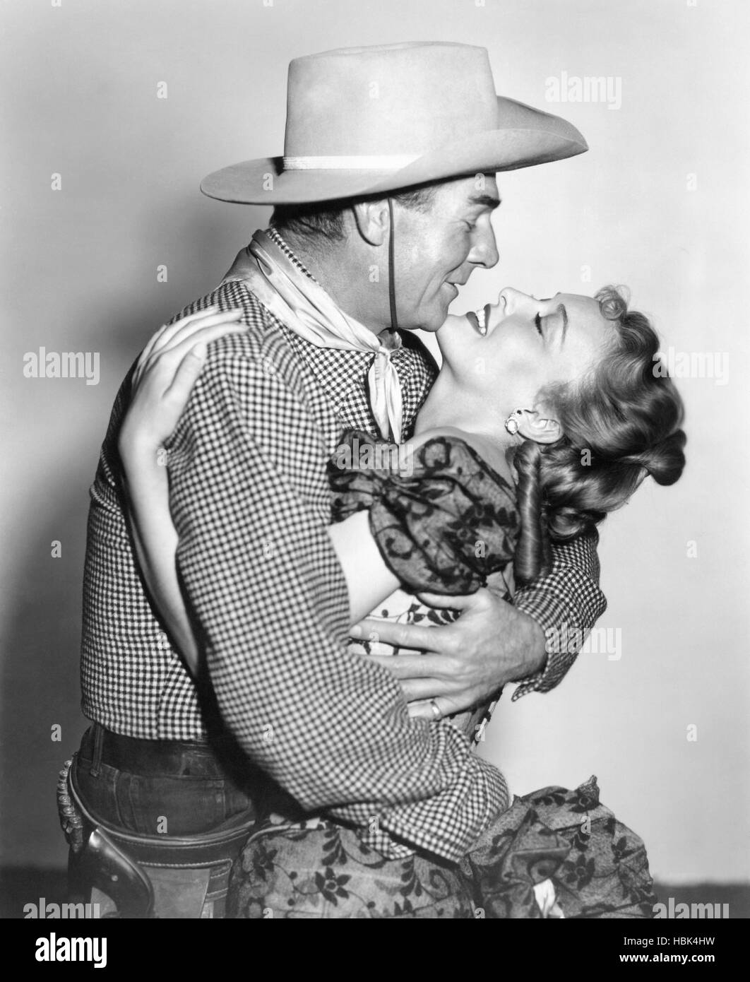 THE CARIBOO TRAIL, from left: Randolph Scott, Karin Booth, 1950. ©20th ...