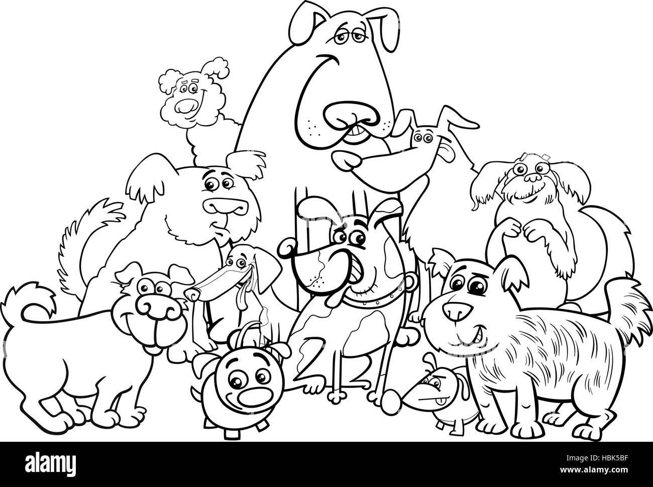 dog characters coloring page Stock Photo - Alamy